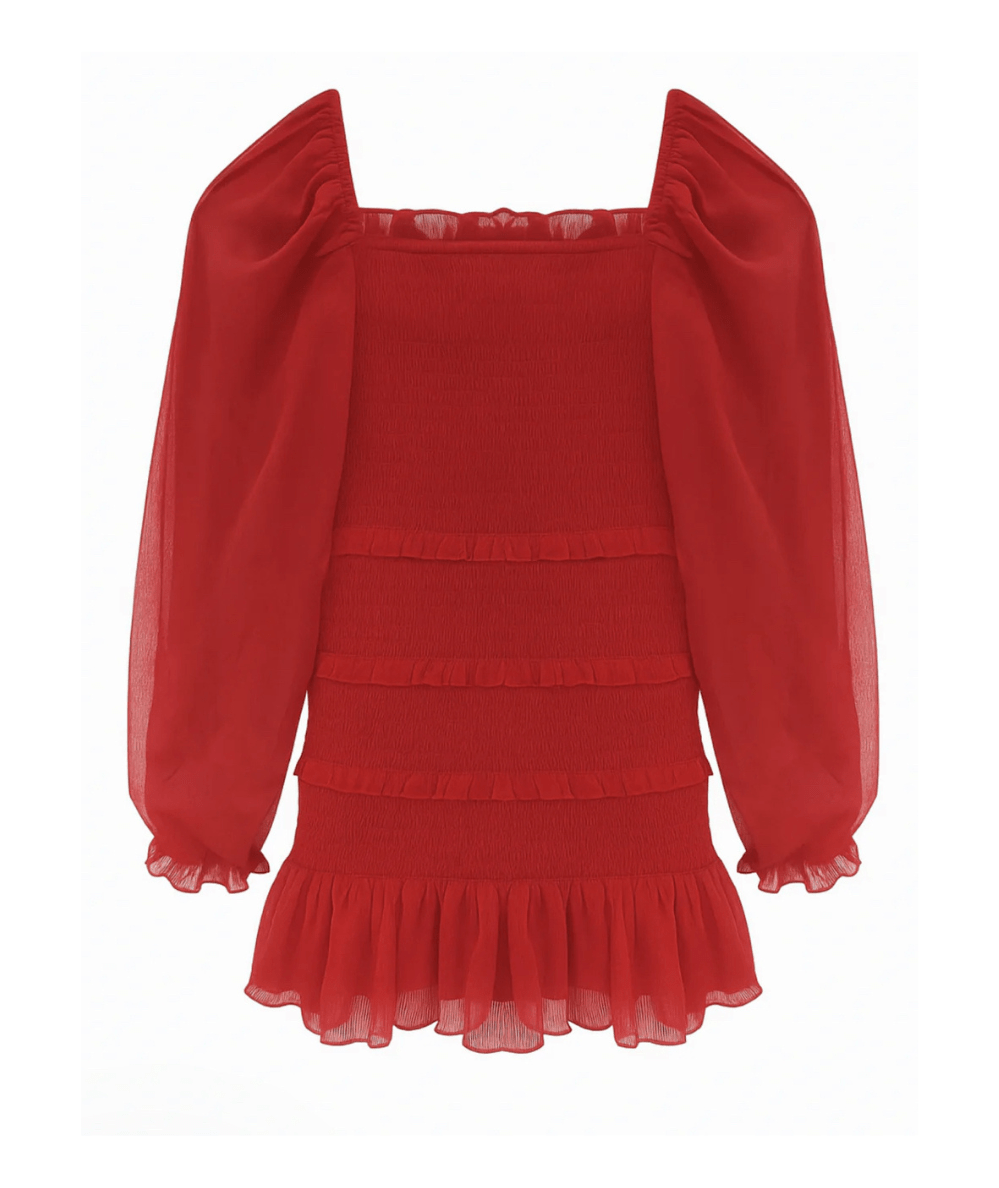 KatieJ NYC Junior Laila Solid Sheer Long Sleeve Dress | CAKEWISH